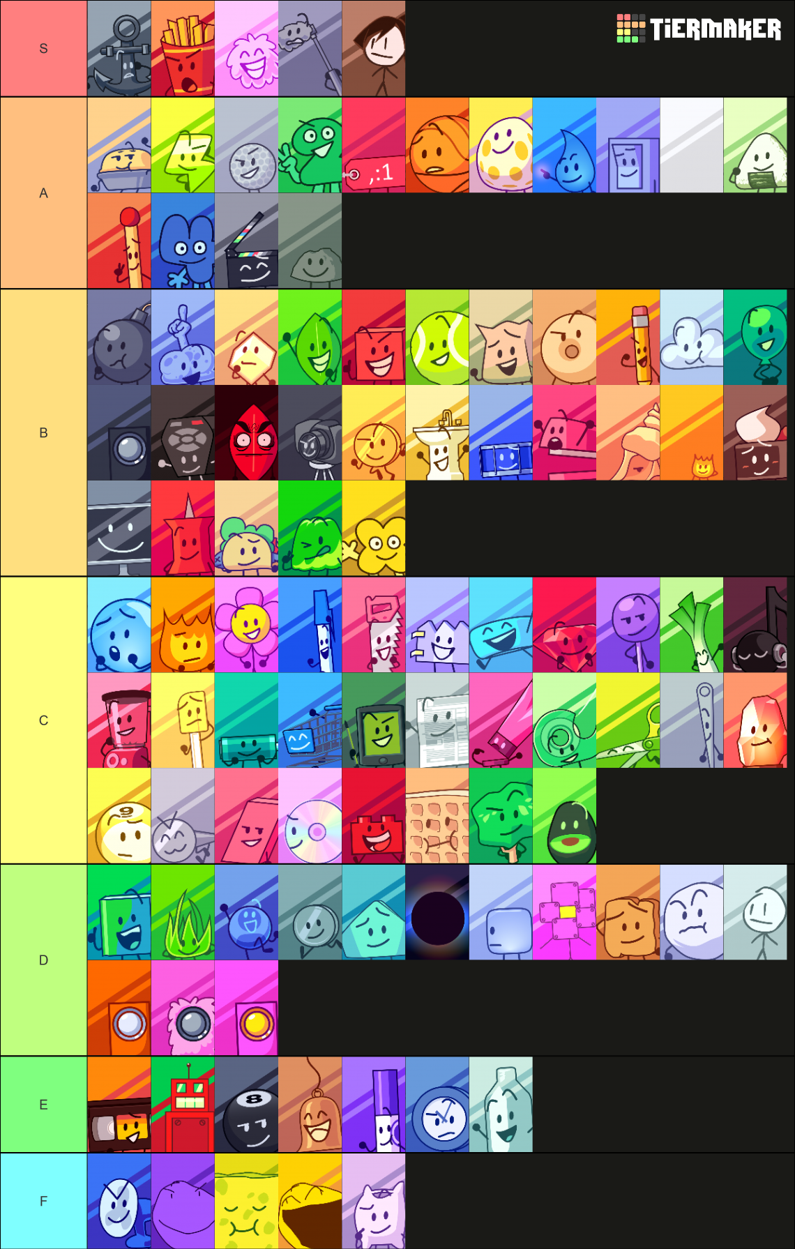BFDI Characters (all seasons) with BFB 17-22 Voting Icons Tier List (Community Rankings) - TierMaker
