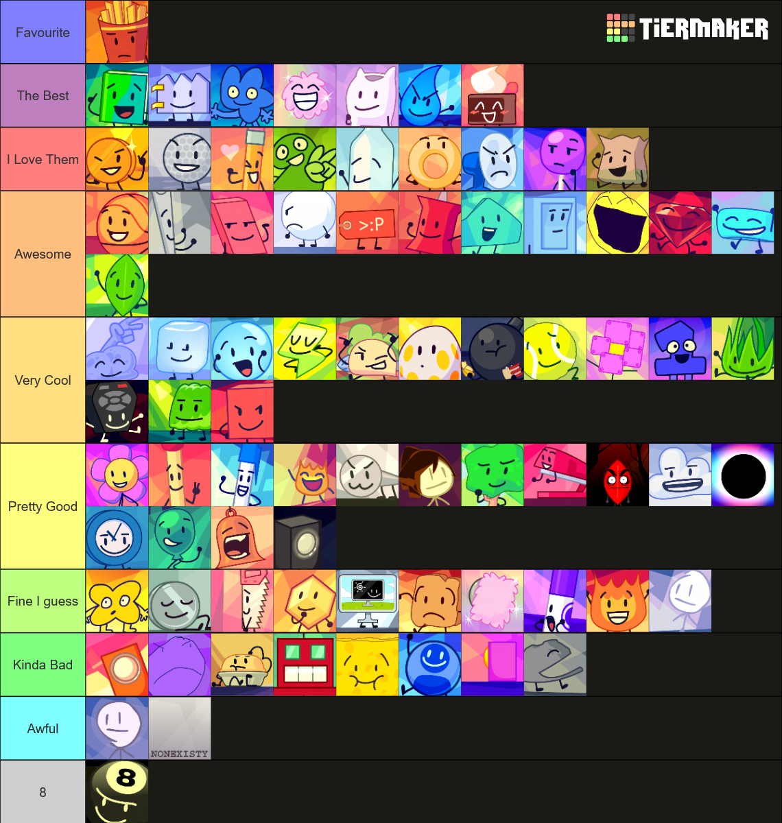 BFDI Characters (2024) - New Icons! Tier List (Community Rankings) - TierMaker