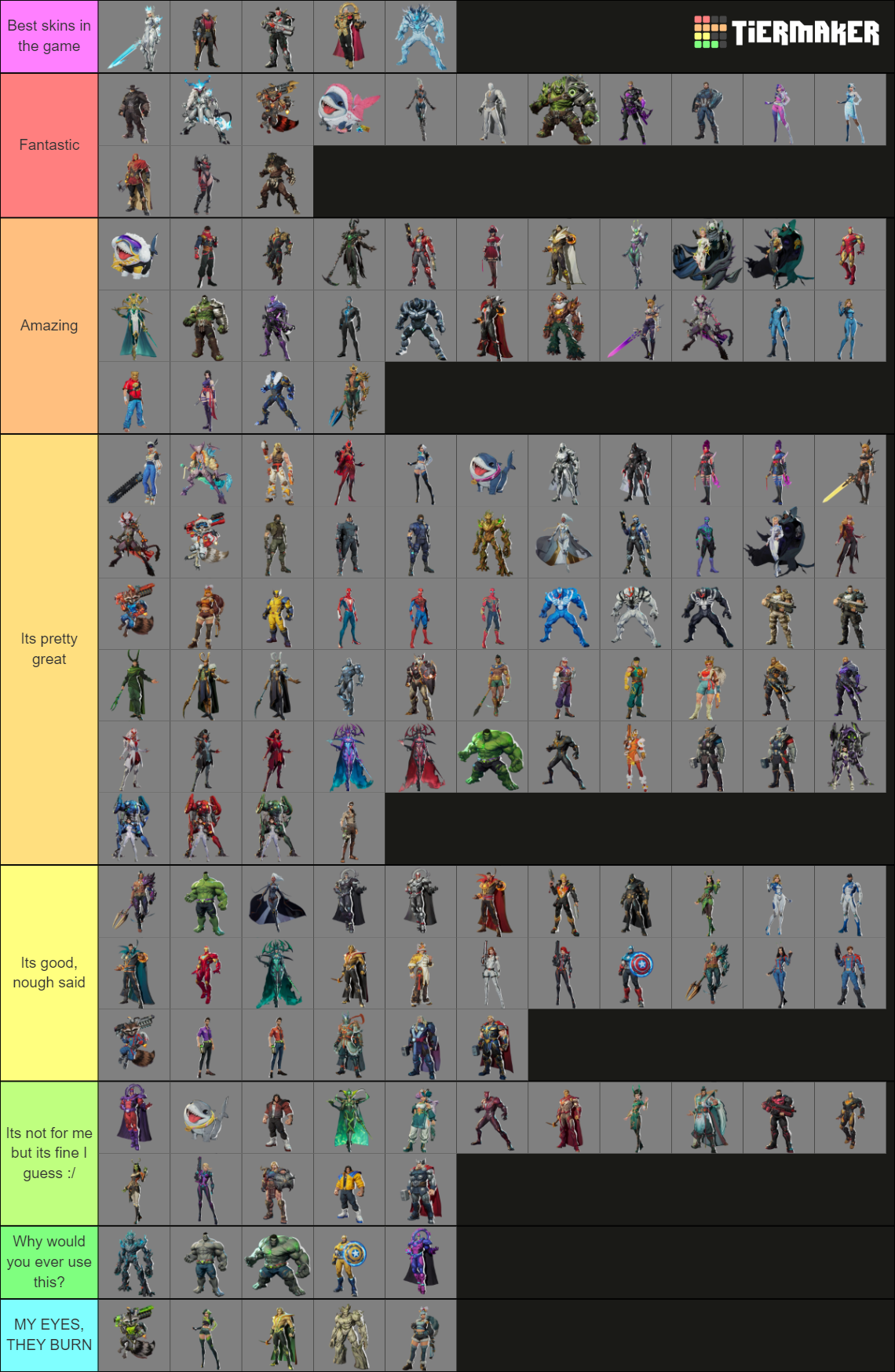 Marvel Rivals Skins Tier List (Community Rankings) - TierMaker