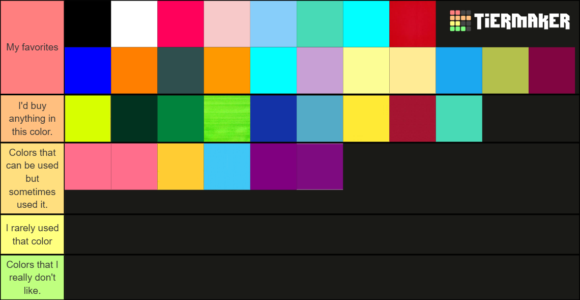 favorite color Tier List (Community Rankings) - TierMaker