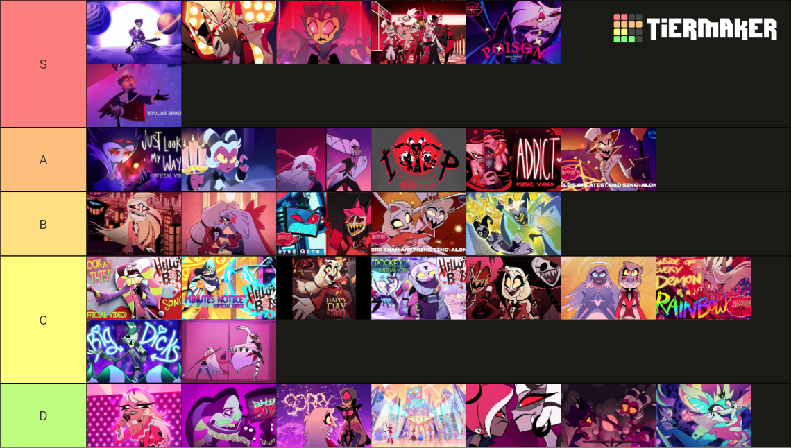 Helluva Boss and Hazbin Hotel songs Tier List (Community Rankings) - TierMaker