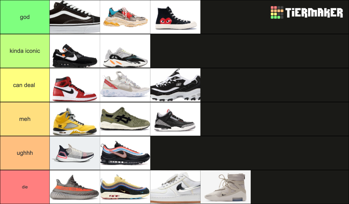 Shoes Tier List (Community Rankings) - TierMaker