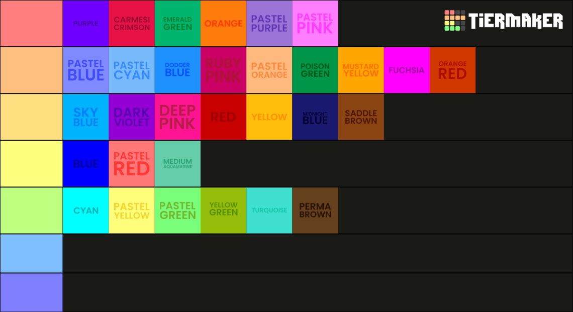 Ultimate Color Tier List (Community Rankings) - TierMaker