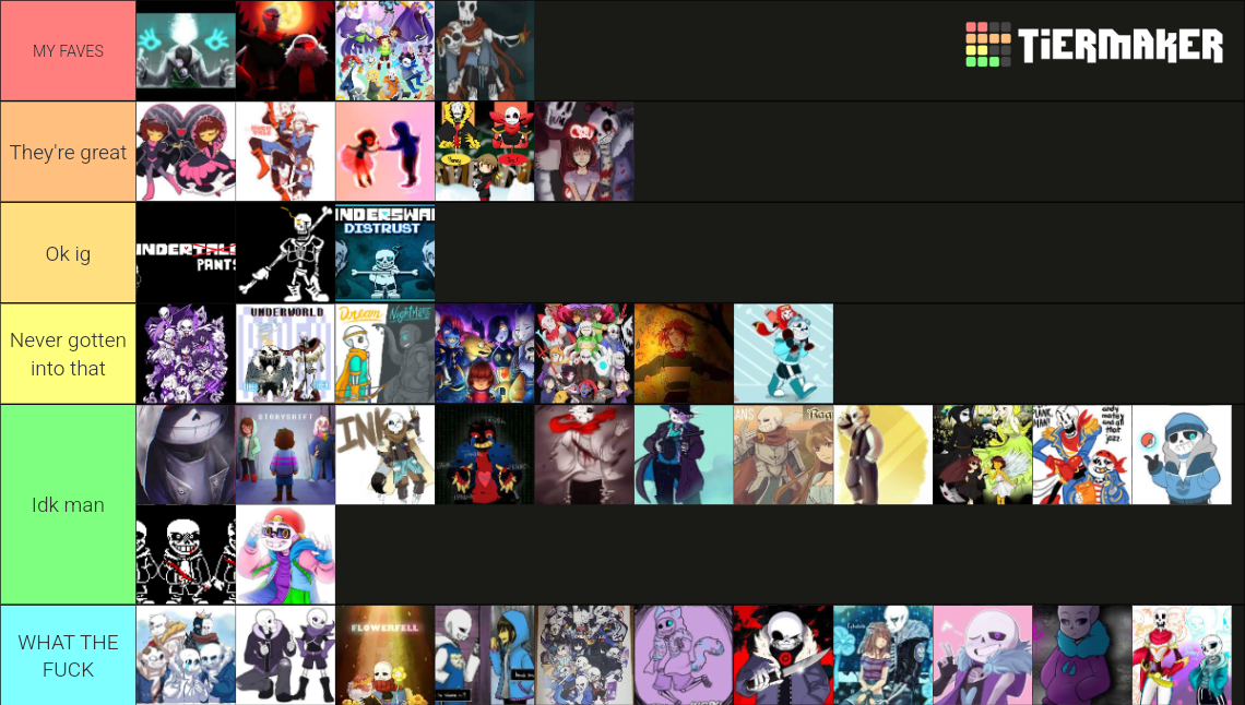 Undertale AUs Tierlist Tier List (Community Rankings) - TierMaker