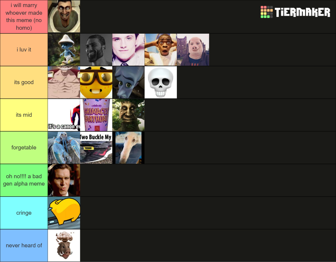 gen alpha memes Tier List (Community Rankings) - TierMaker