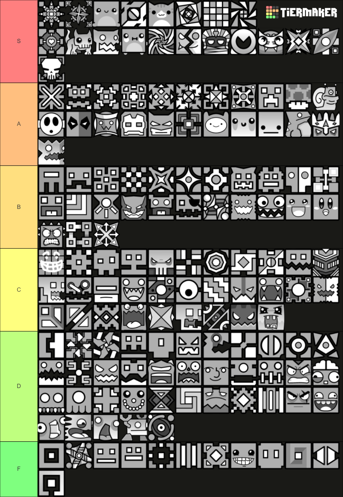 Recent Geometry Dash Tier Lists - TierMaker