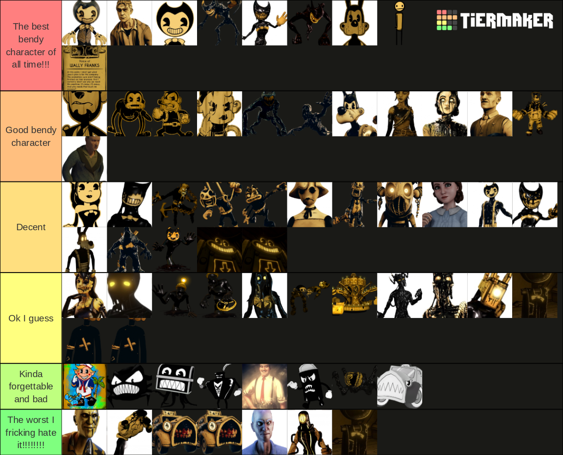 All of the bendy characters ranking Tier List (Community Rankings) - TierMaker