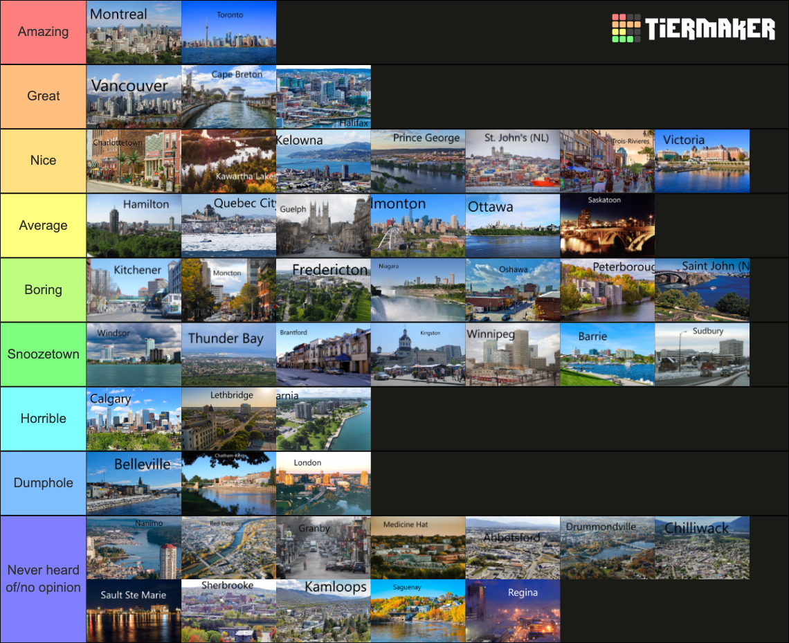 Canadian cities with 75k+ population Tier List (Community Rankings ...