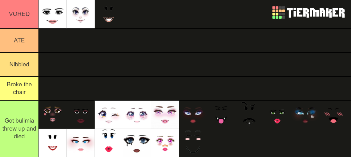 Roblox Barbie Faces Tierlist (ALL FACES) Tier List (Community Rankings ...