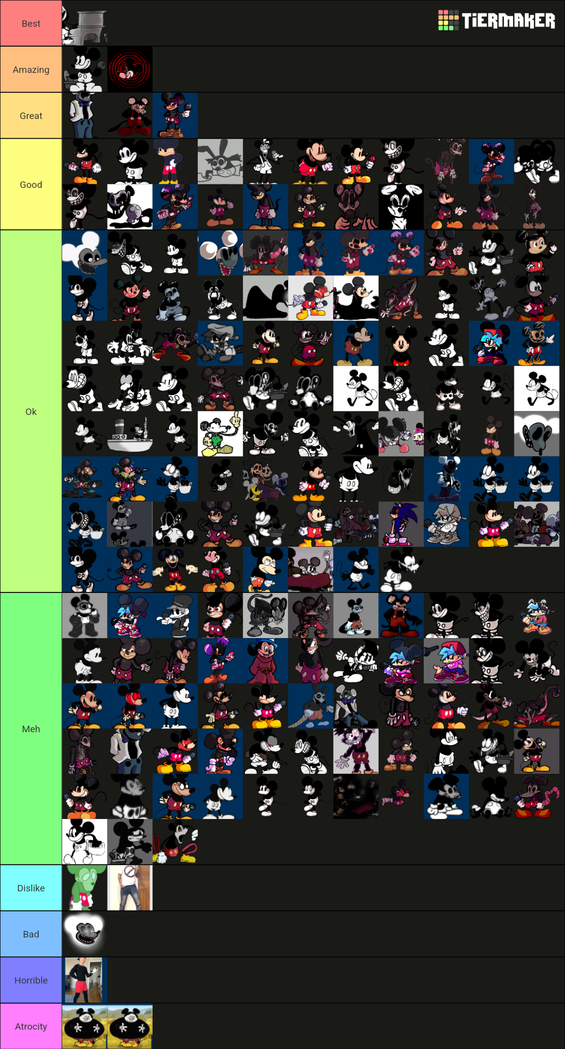 FNF Vs. Mouse ALL CHARACTER DESIGNS (177 CHARACTERS) Tier List ...