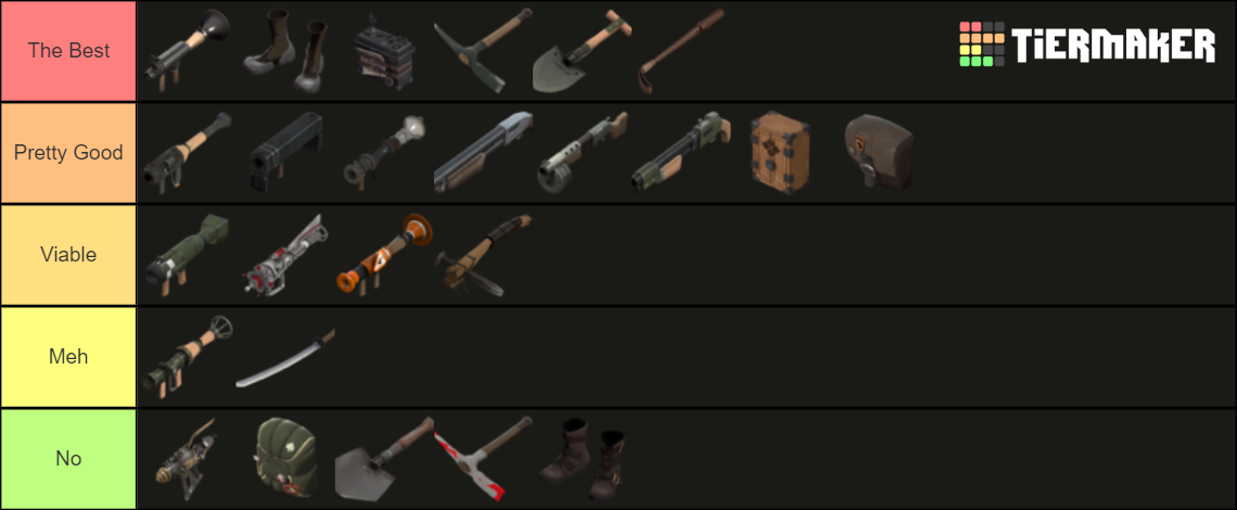 TF2 Soldier Weapon Tier List (Community Rankings) - TierMaker