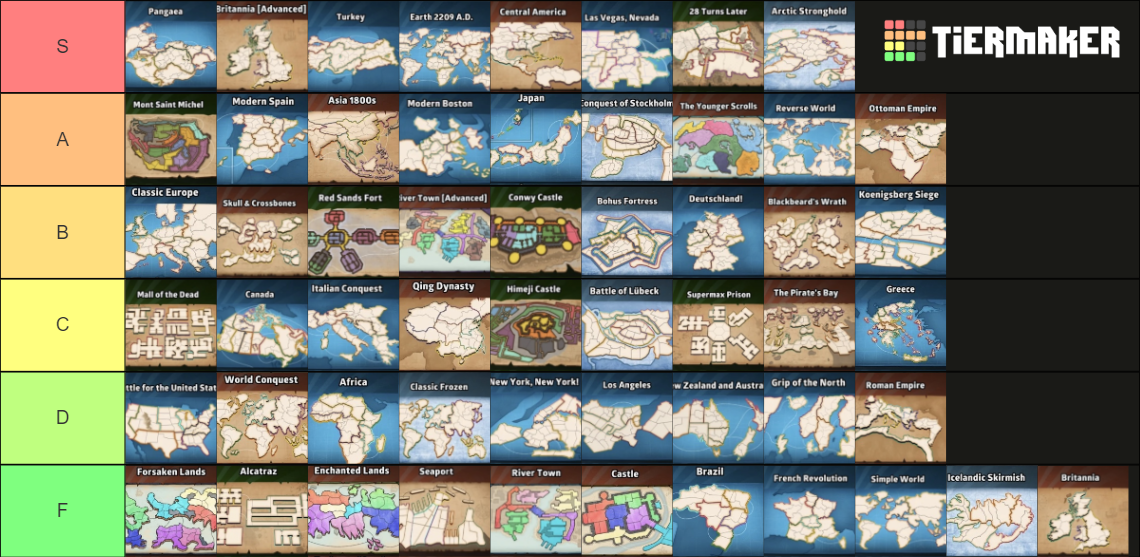 Risk FFA Progressive Maps Tier List (Community Rankings) - TierMaker