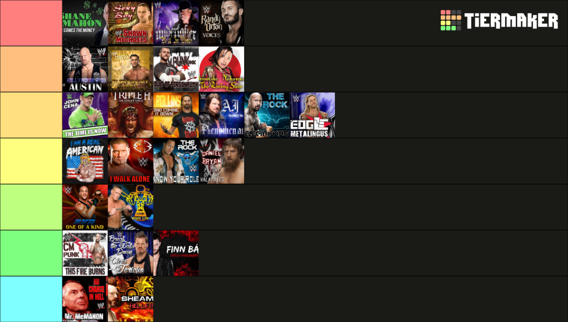 WWE theme songs (all time) Tier List (Community Rankings) - TierMaker