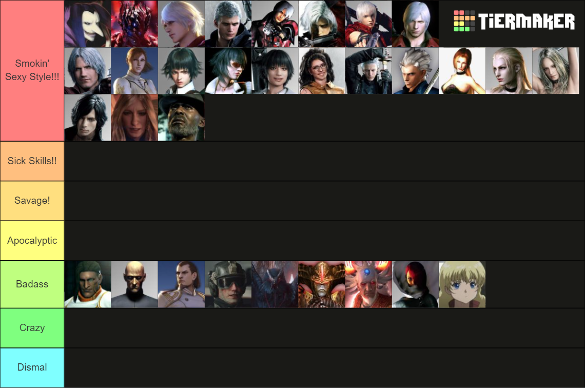 Devil May Cry All Characters Tier List (Community Rankings) - TierMaker