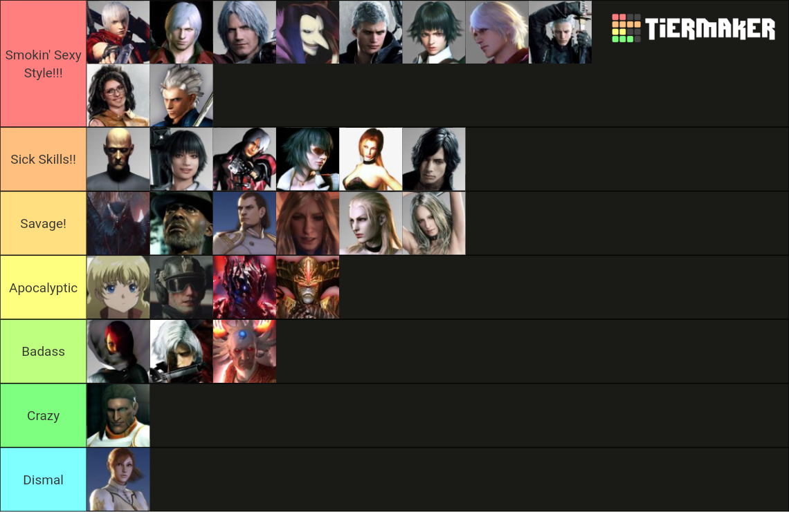 Devil May Cry All Characters Tier List (Community Rankings) - TierMaker
