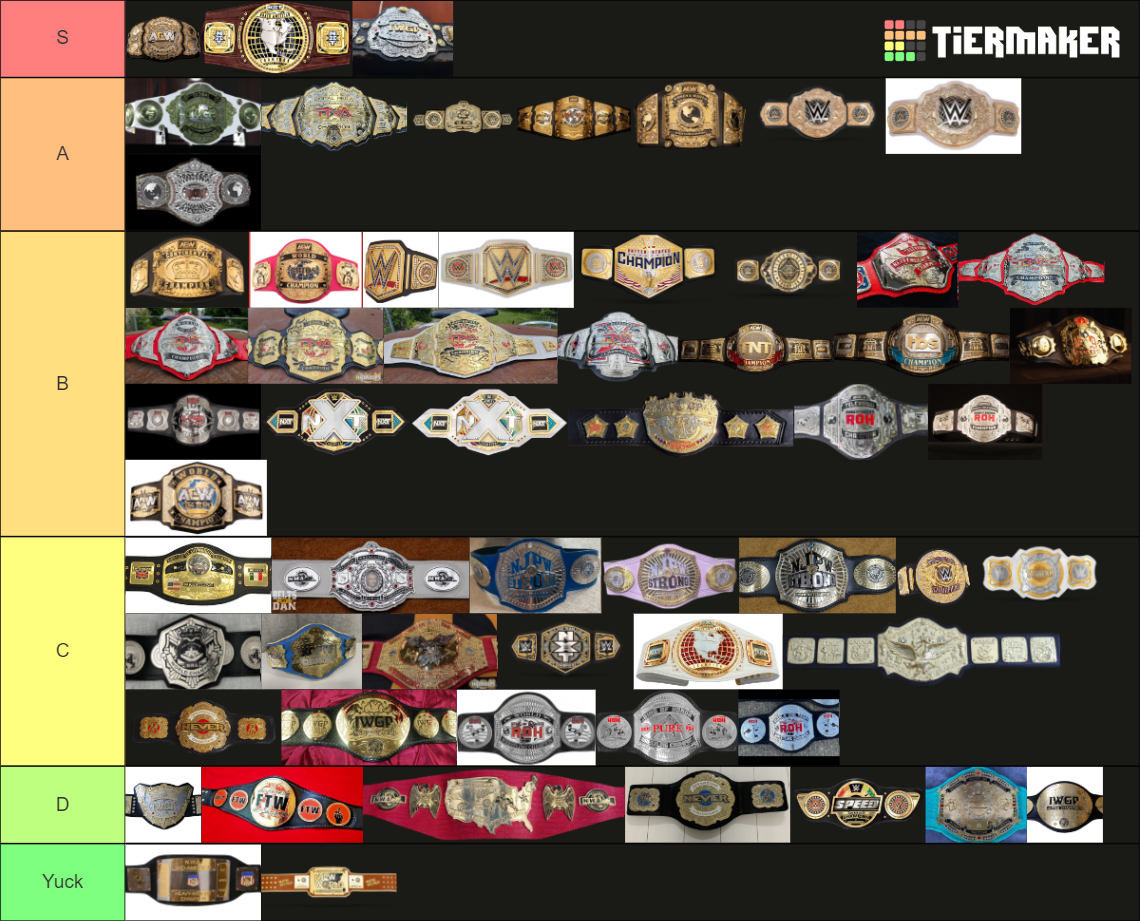 Wrestling Championship Belts 2024 (WWE, AEW, TNA, NJPW, NWA) Tier List ...