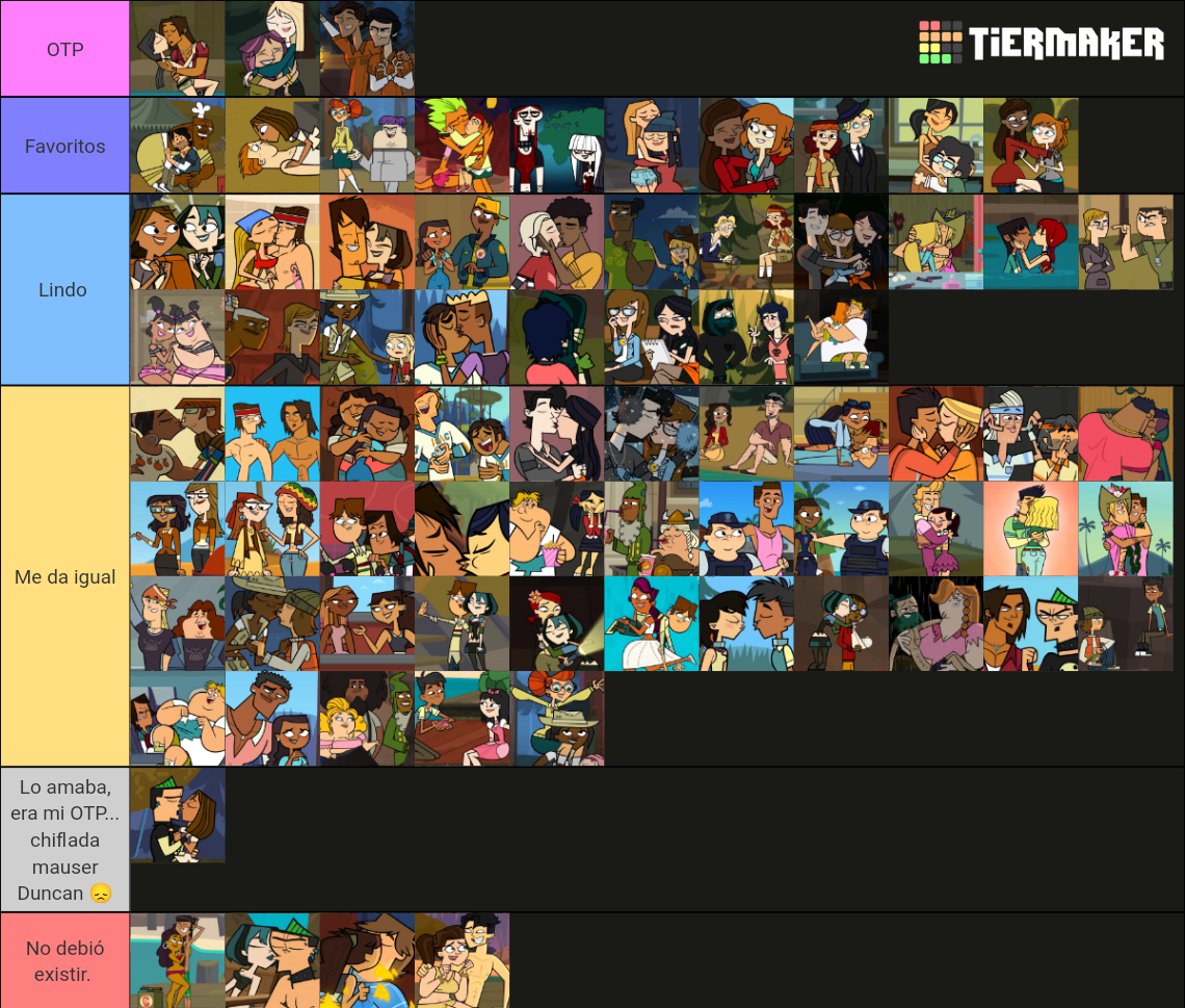 Total Drama Ship (+Fanmade and Reboot) Tier List (Community Rankings) - TierMaker