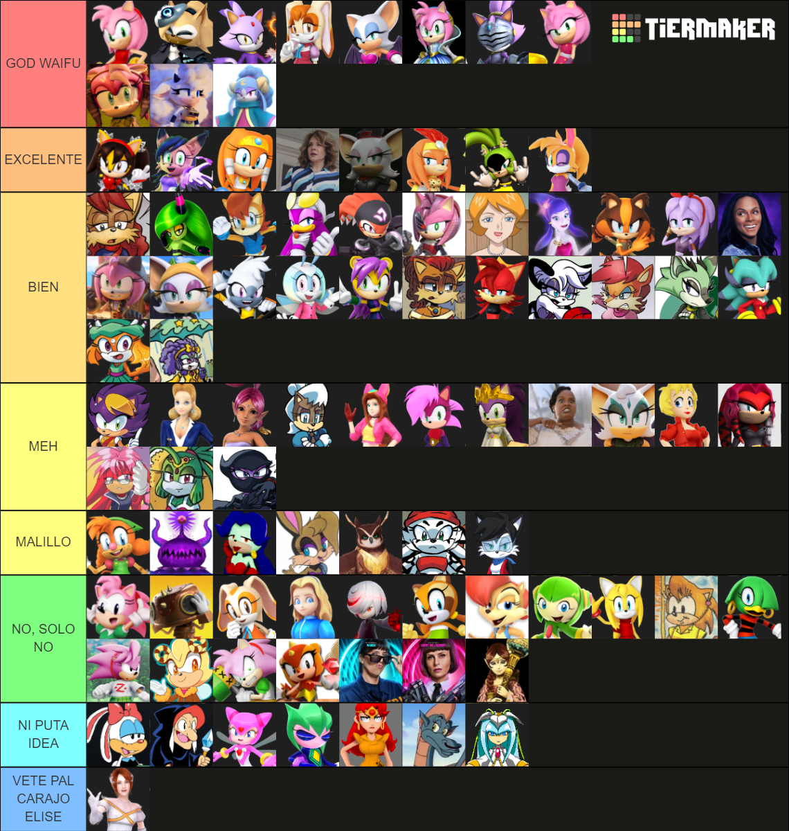 ULTIMATE Sonic Characters (550+ characters) Tier List (Community Rankings) - TierMaker