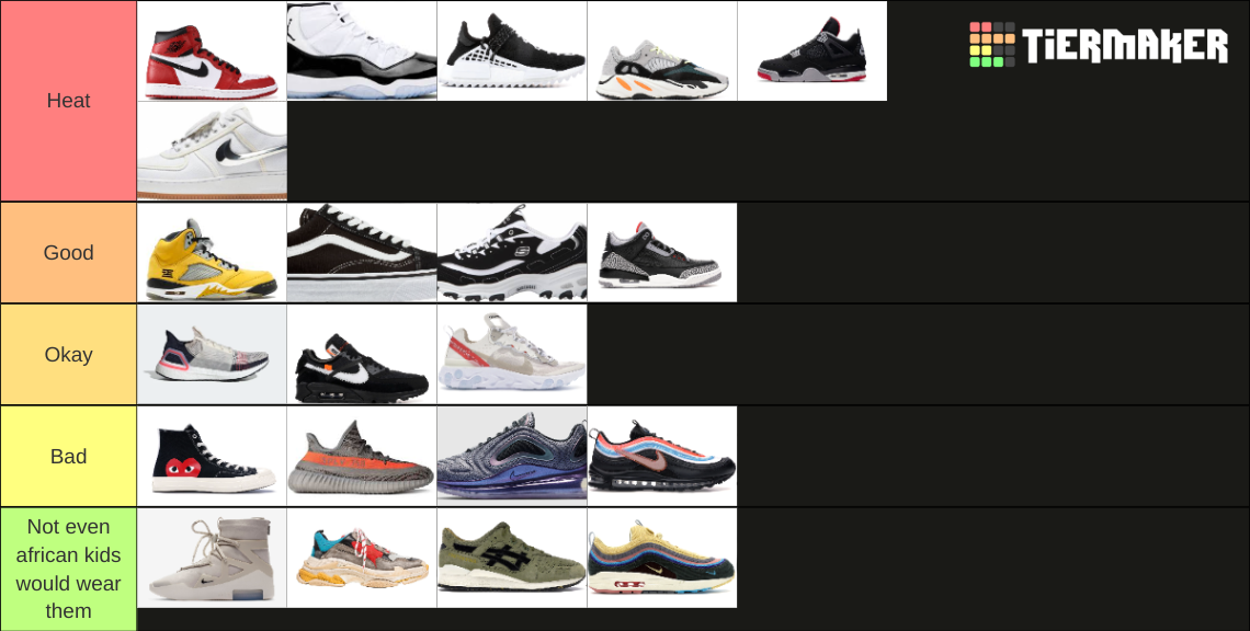 Shoes Tier List (Community Rankings) - TierMaker