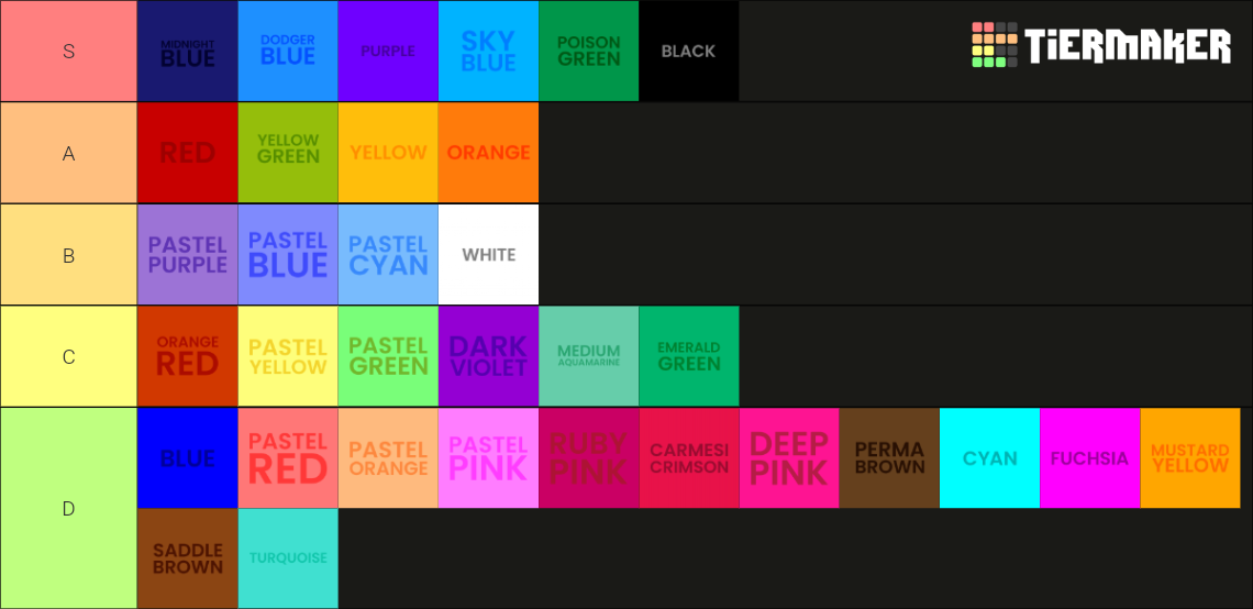 Ultimate Color Tier List (Community Rankings) - TierMaker