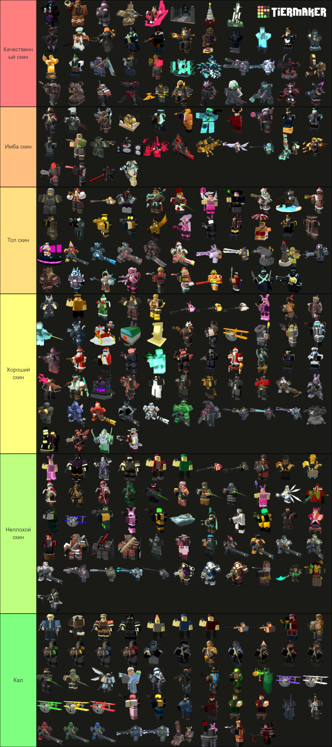 (tds) Tower defense simulator all skins 2024 Tier List (Community ...