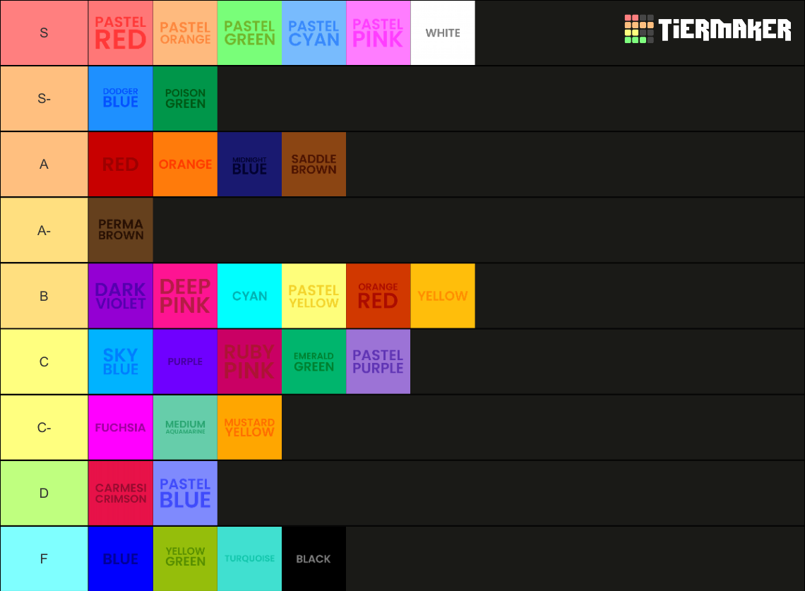 Ultimate Color Tier List (Community Rankings) - TierMaker