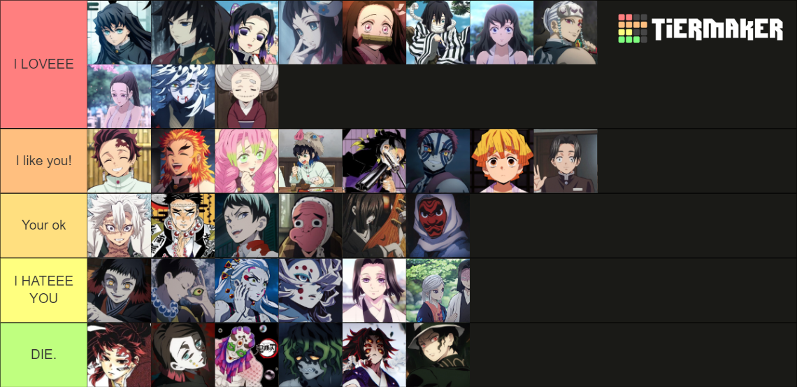 Demon slayer/KNY characters!!! Tier List (Community Rankings) - TierMaker