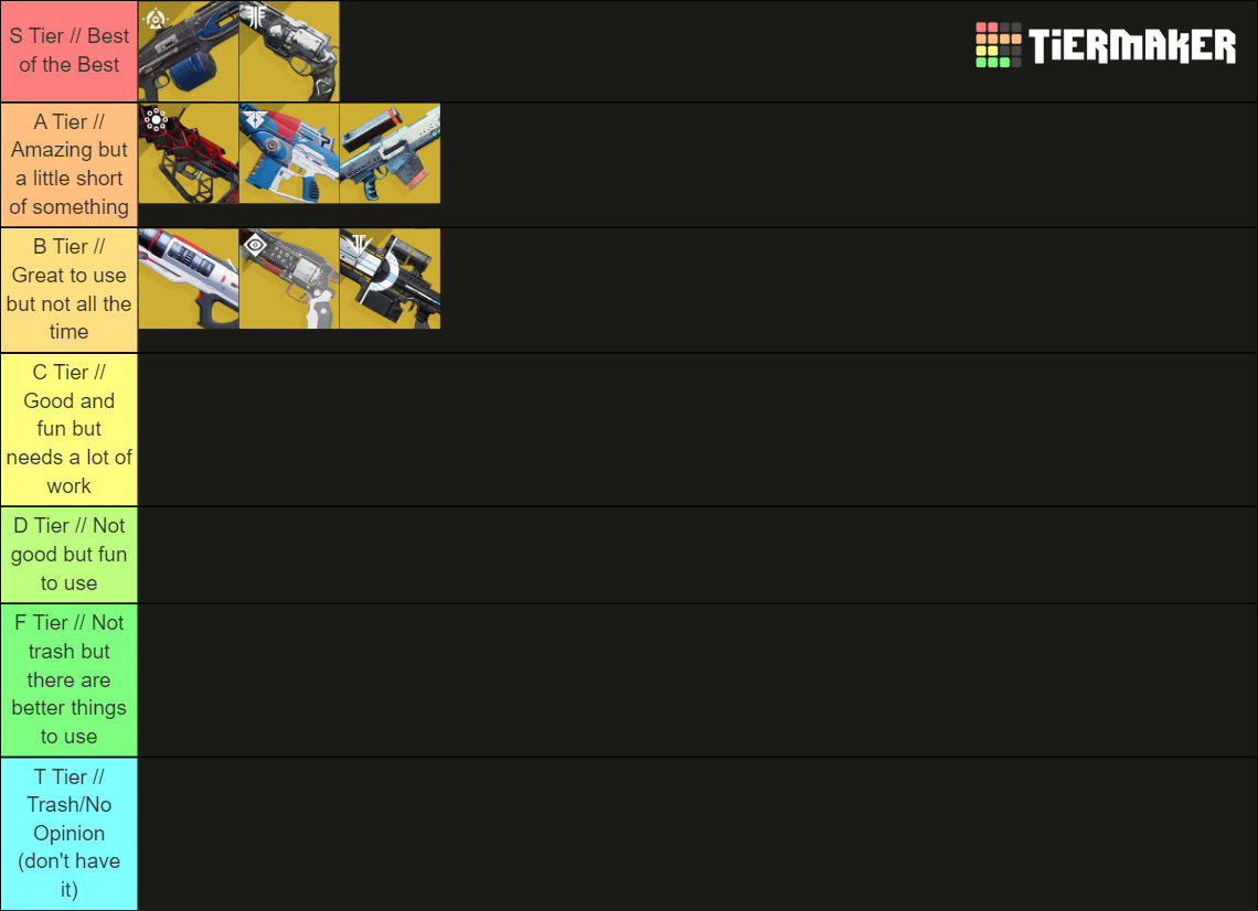 Destiny 2 All Exotic Weapons Tier List (Community Rankings) - TierMaker