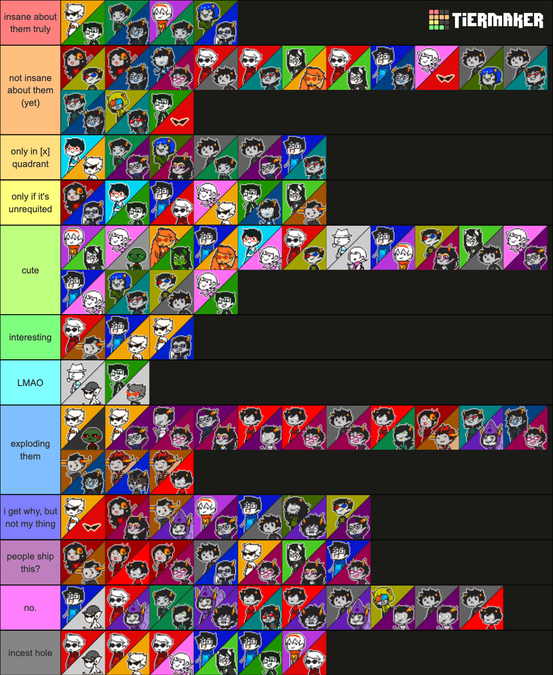 Ultimate Homestuck Ship List Tier List (Community Rankings) - TierMaker
