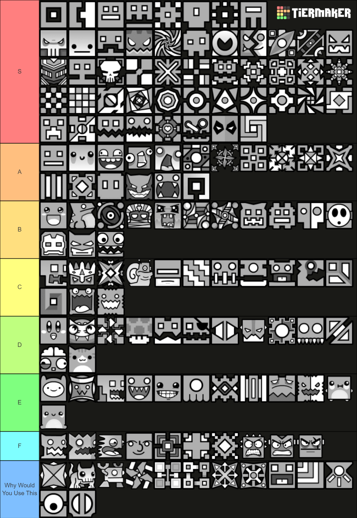 Recent Geometry Dash Tier Lists - TierMaker
