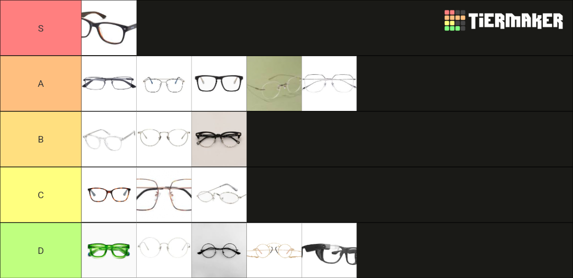 glasses frames Tier List (Community Rankings) - TierMaker