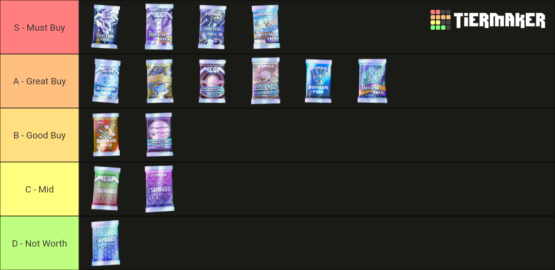 Balatro Pack Tier List (Community Rankings) - TierMaker