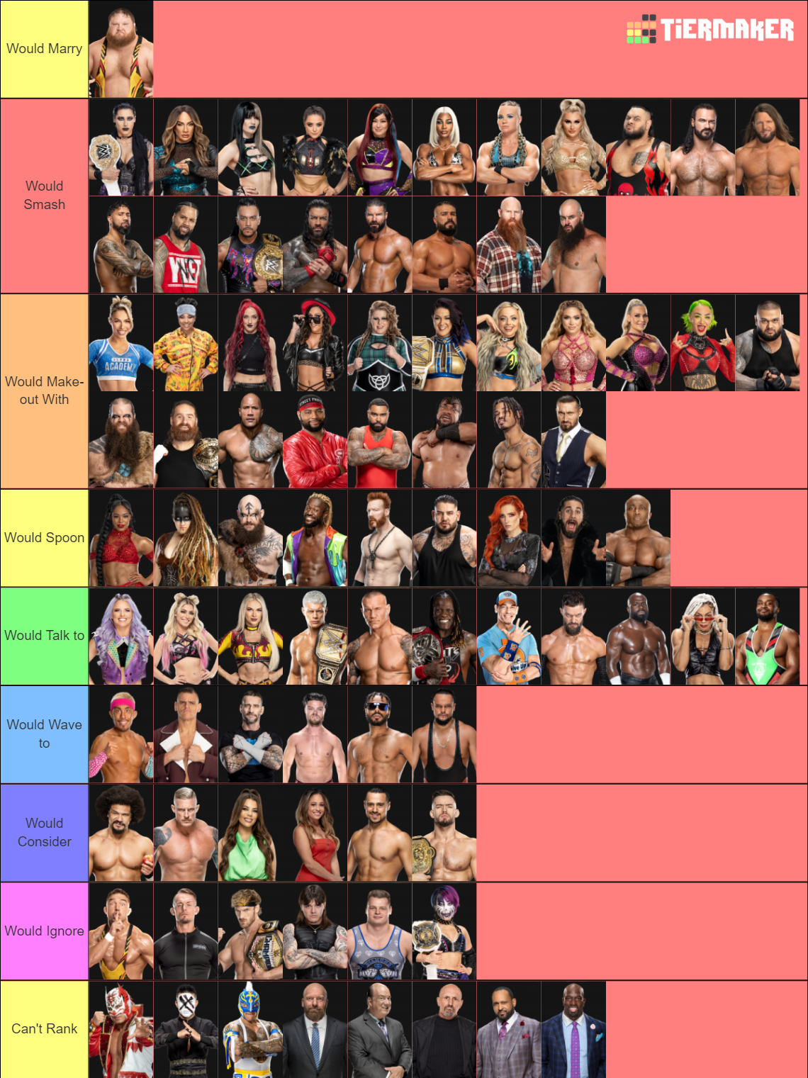 2024 FULL WWE ROSTER Tier List (Community Rankings) - TierMaker
