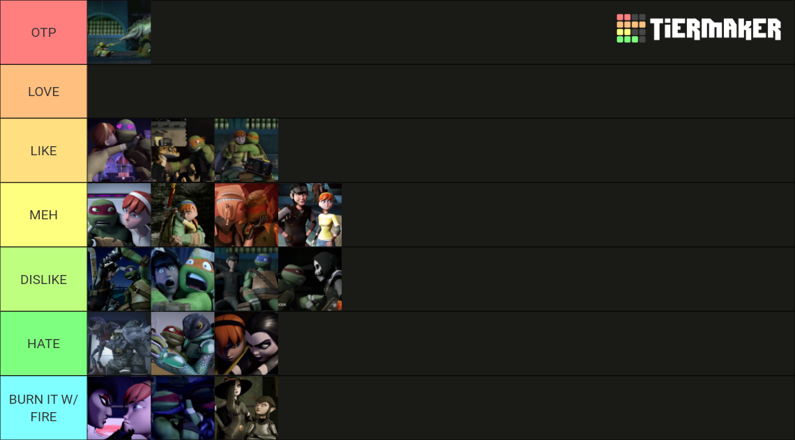 TMNT 2012 SHIPPING CHART Tier List (Community Rankings) - TierMaker