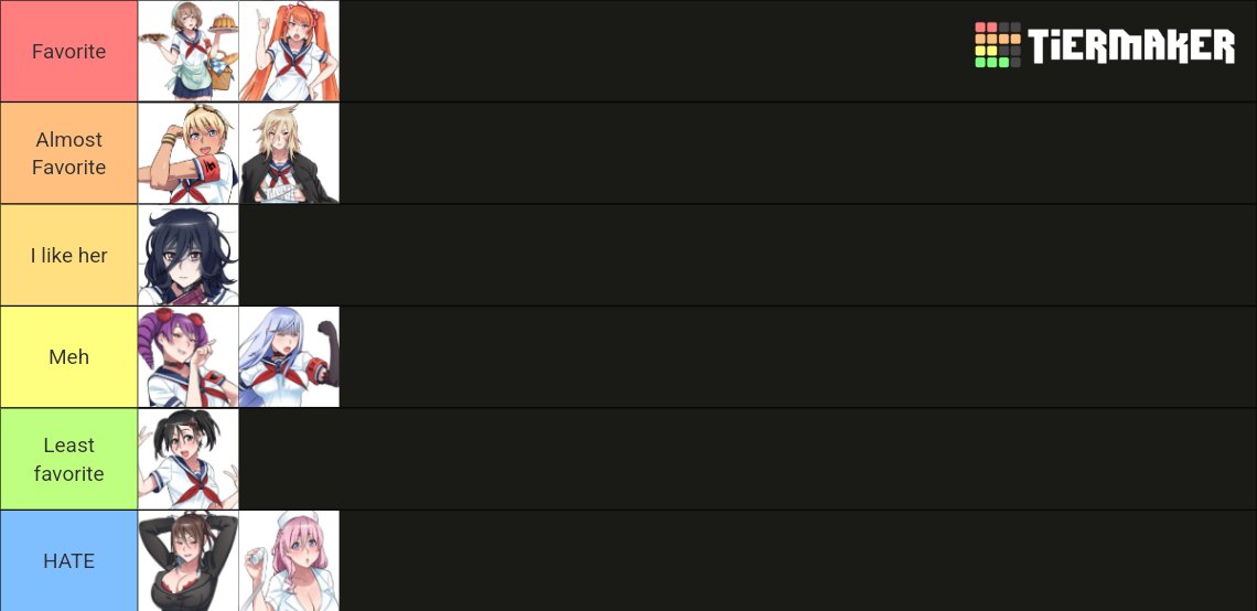yandere simulator rivals Tier List (Community Rankings) - TierMaker