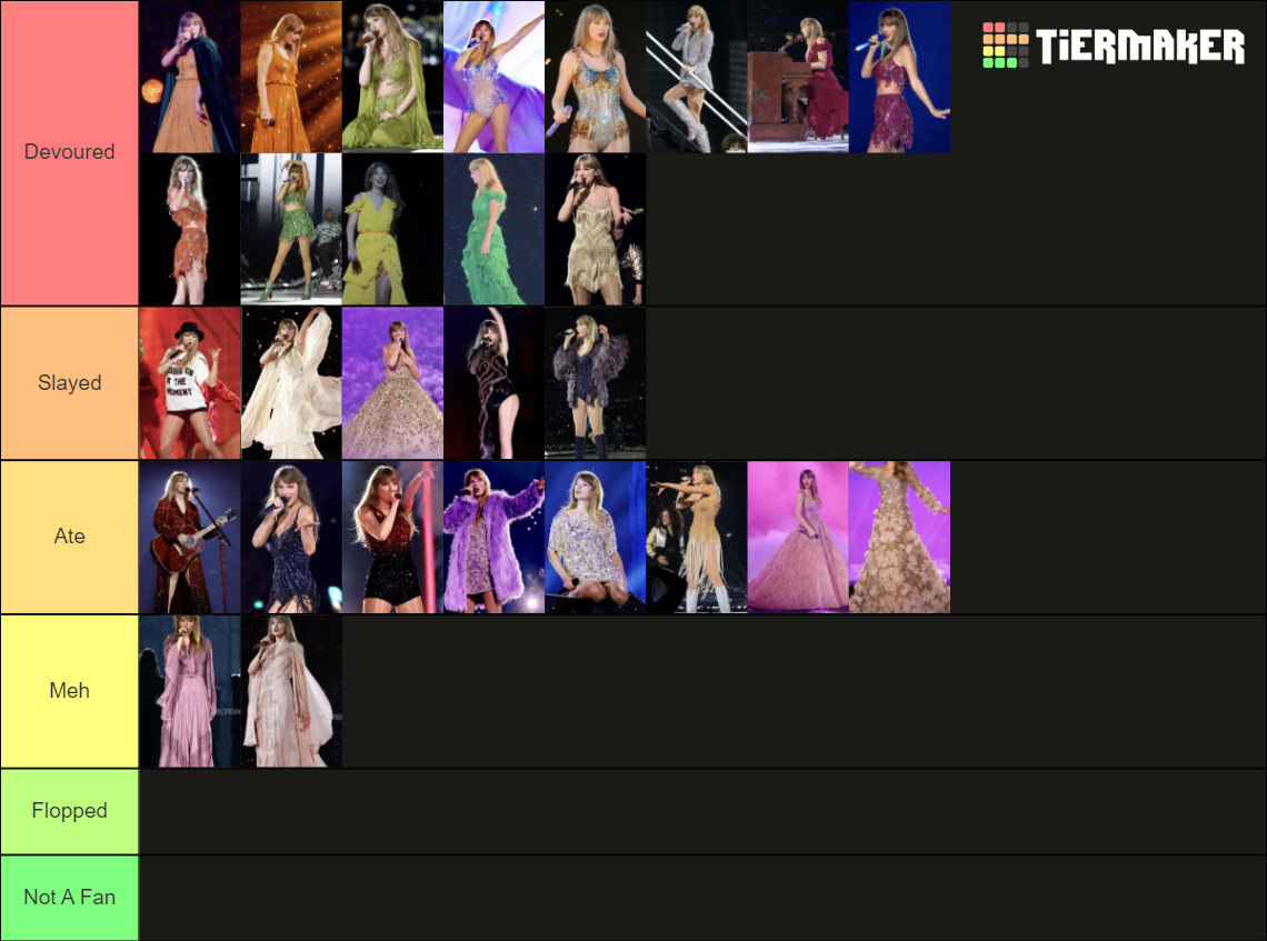 Rank Taylor Swift Eras Tour Outfits! Tier List (Community Rankings) - TierMaker