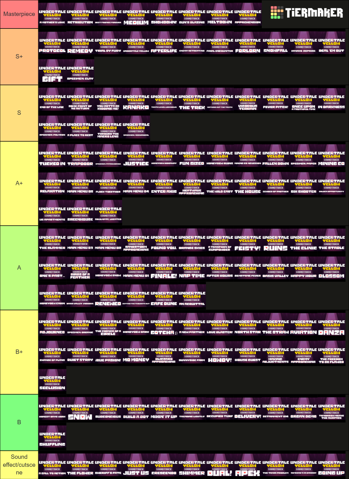 Undertale Yellow OST Tier List (Community Rankings) - TierMaker