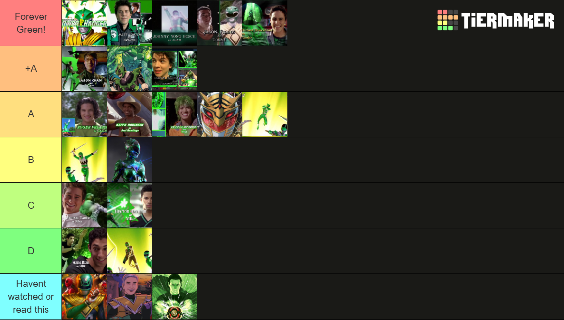 Power Rangers All Green Rangers Tier List (Community Rankings) - TierMaker