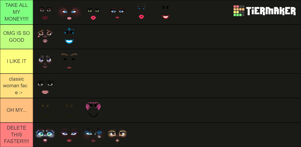 roblox model/barbie faces Tier List (Community Rankings) - TierMaker