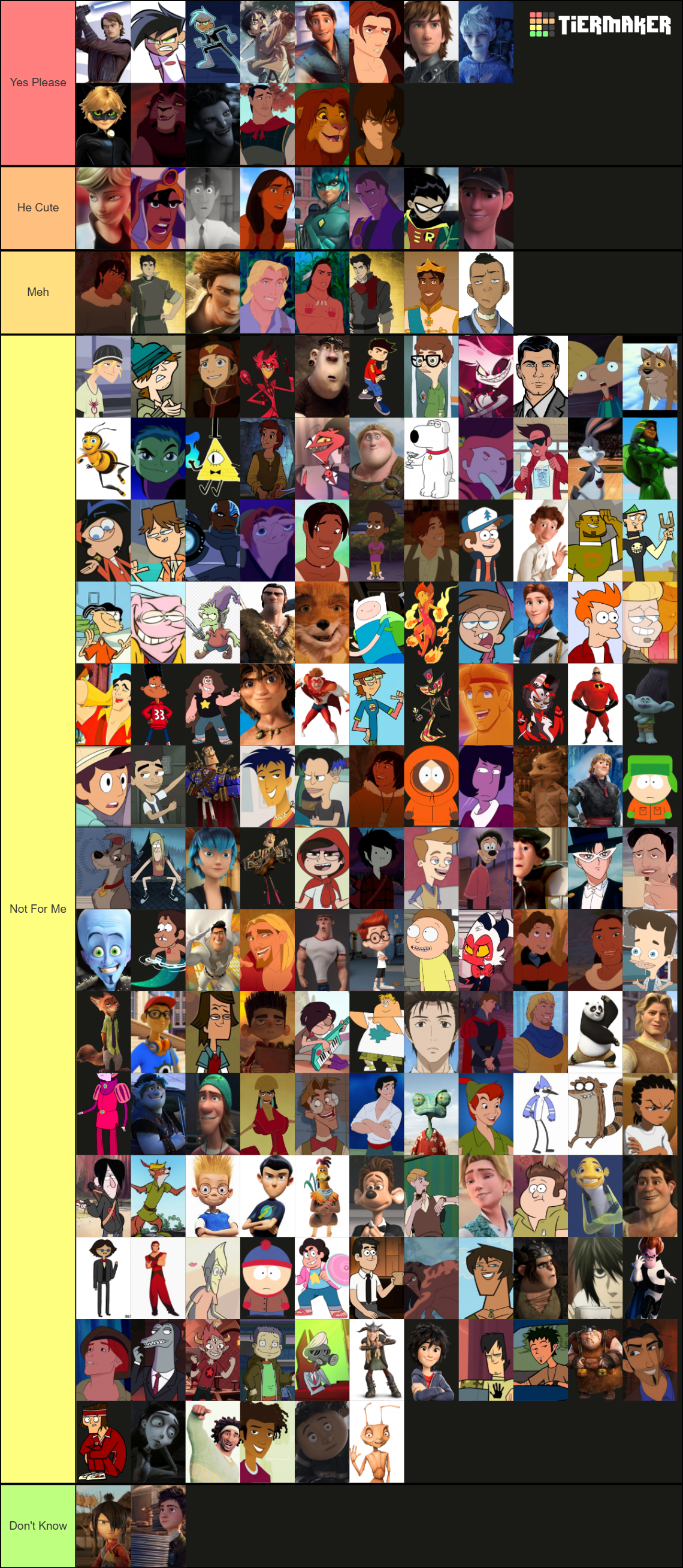 MALE Animated Cartoon Characters Tier List (Community Rankings) - TierMaker