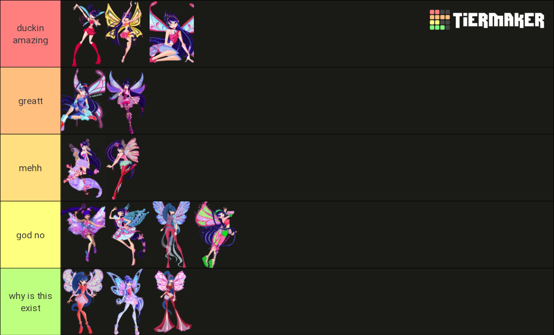 winx musa all transformations Tier List (Community Rankings) - TierMaker