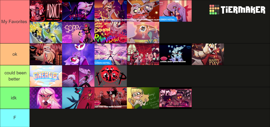 all hazbin hotel and helluva boss songs Tier List (Community Rankings) - TierMaker