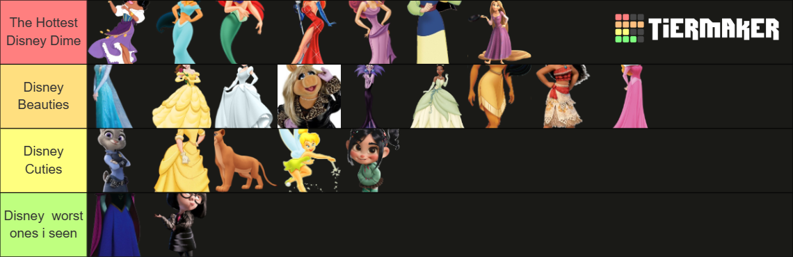 Disney Dimes: Who is the HOTTEST Female Disney Character? Tier List ...