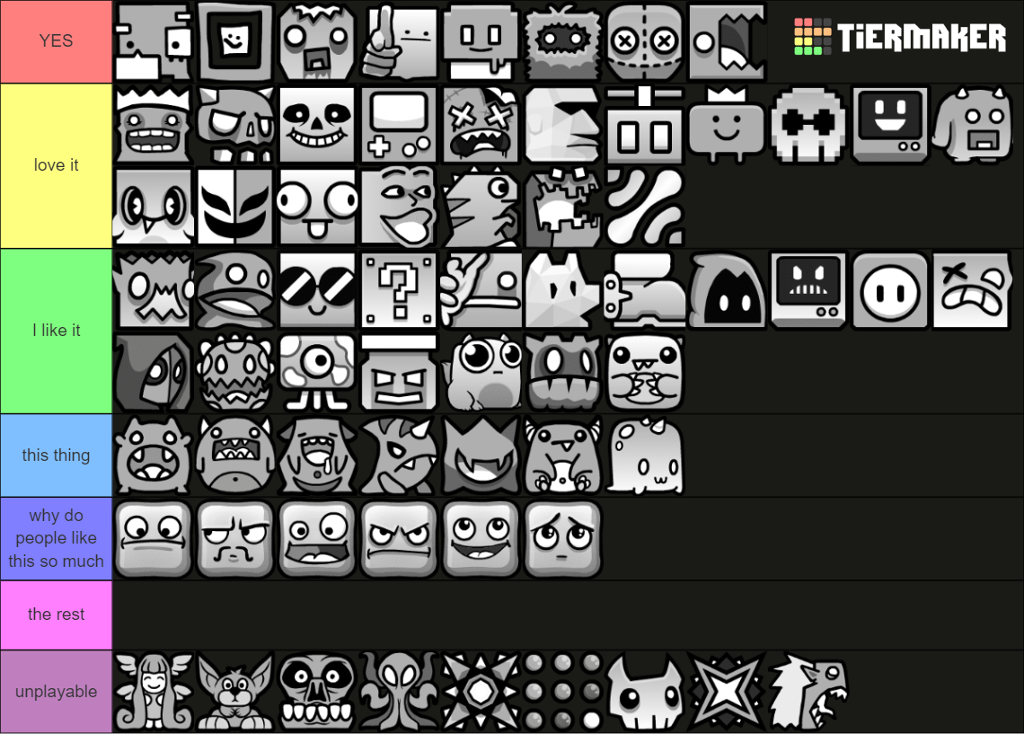 Geometry dash 2.2 Cubes/ Icons Tier List (Community Rankings) - TierMaker