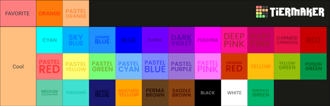 Ultimate Color Tier List (Community Rankings) - TierMaker