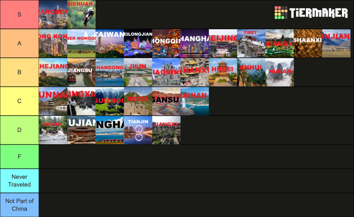 China's Provinces Tier List (Community Rankings) - TierMaker