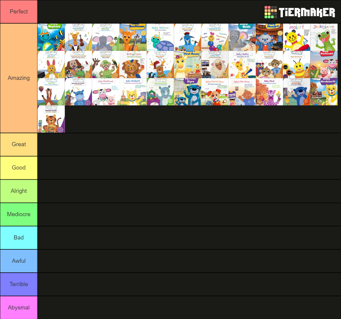Baby Einstein videos Tier List (Community Rankings) - TierMaker