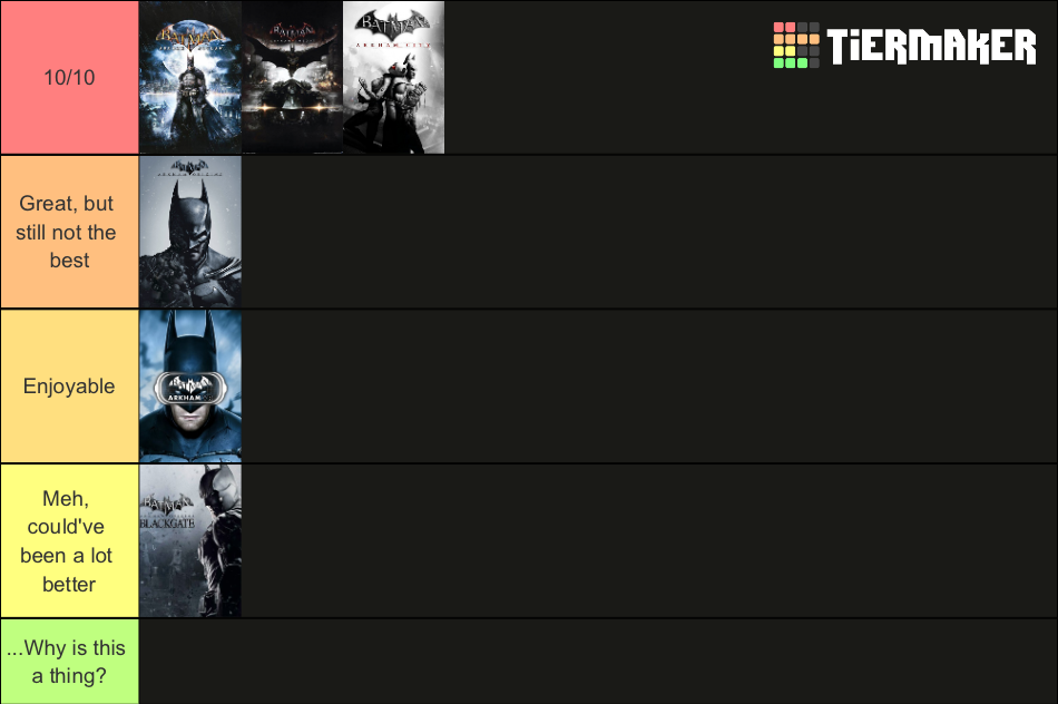 Batman: Arkham Games Tier List (Community Rankings) - TierMaker