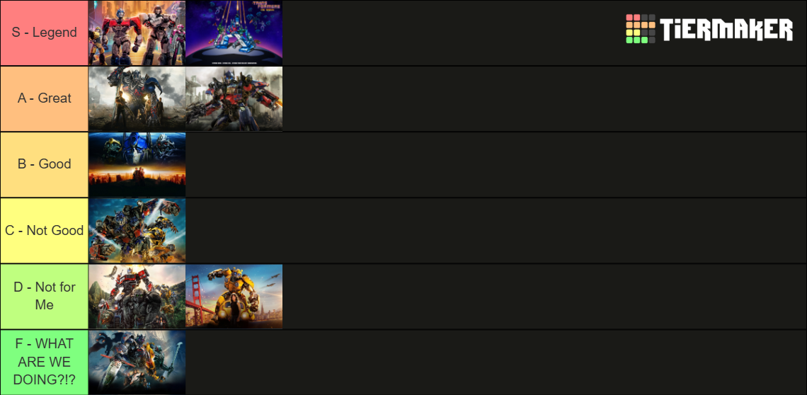 Transformers Movies Ranked Tier List (Community Rankings) - TierMaker