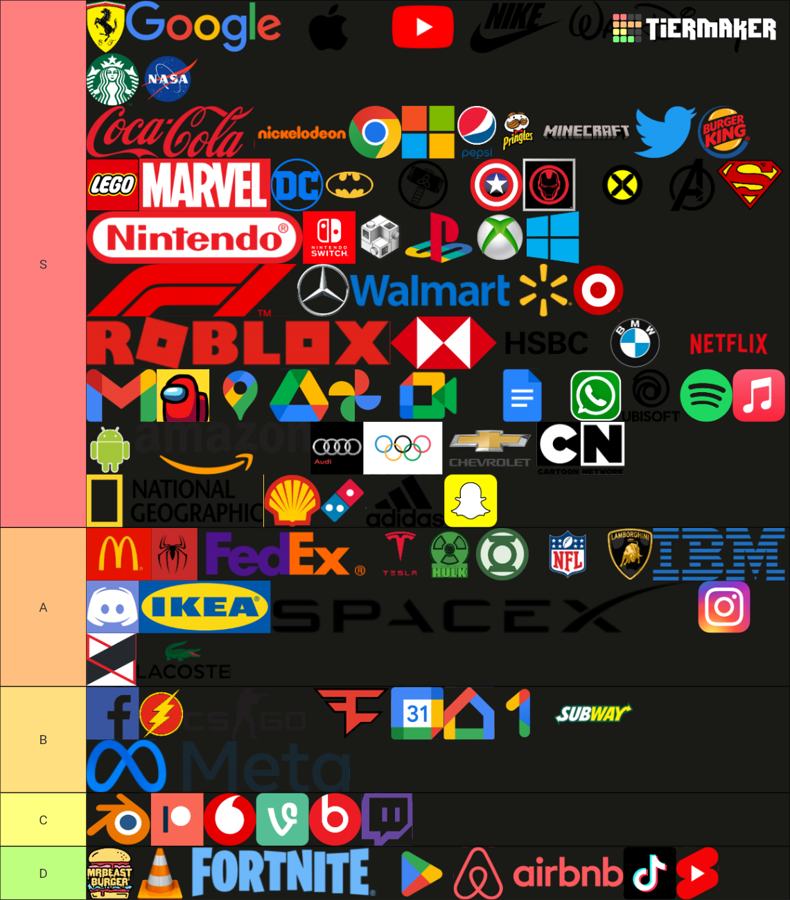100 Famous logos Tier List (Community Rankings) - TierMaker